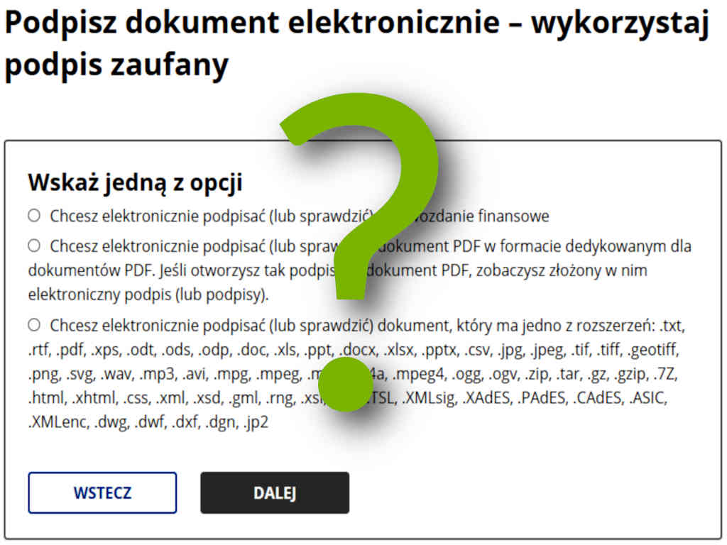 Podpis zaufany, Płatnik PUE, pomoc - Obsługa informatyczna